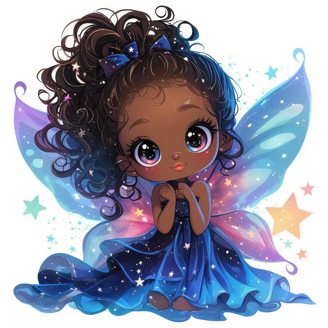 16 Black Fairy Girl Clipart Bundle, Cute Fairy Images Illustrations ...