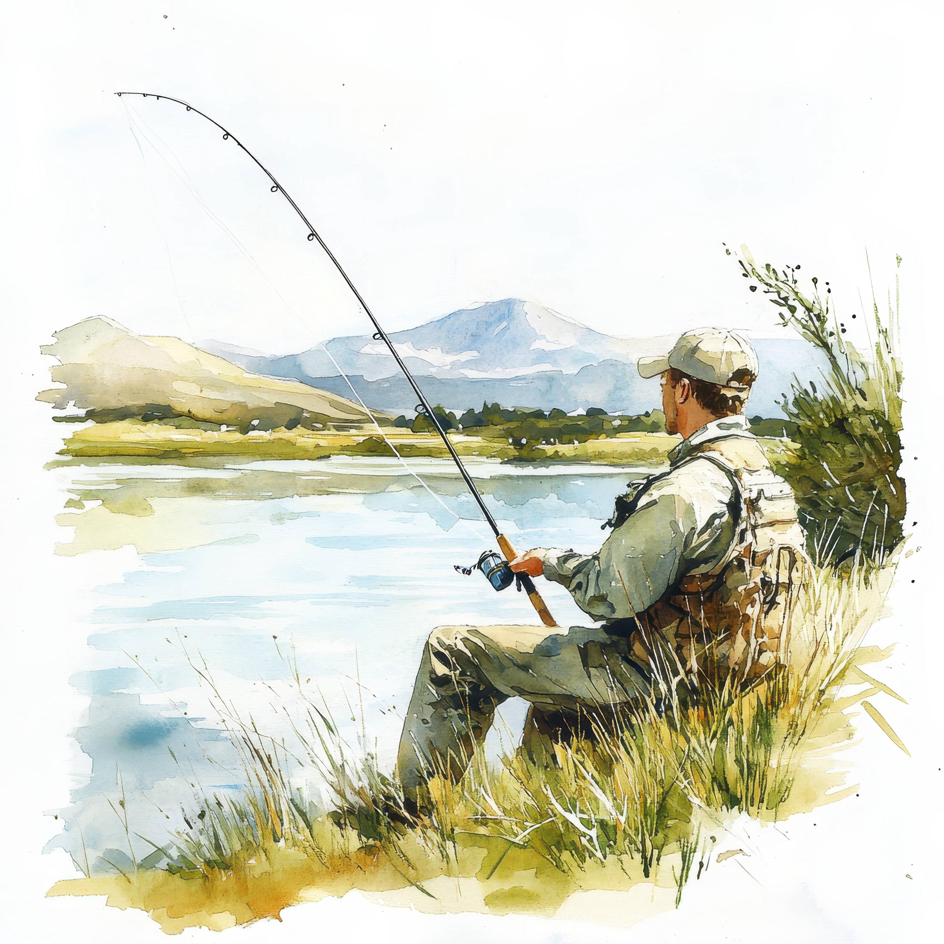 10 Man Fishing Clipart Bundle Set 3, Fisherman Illustration, Printable ...