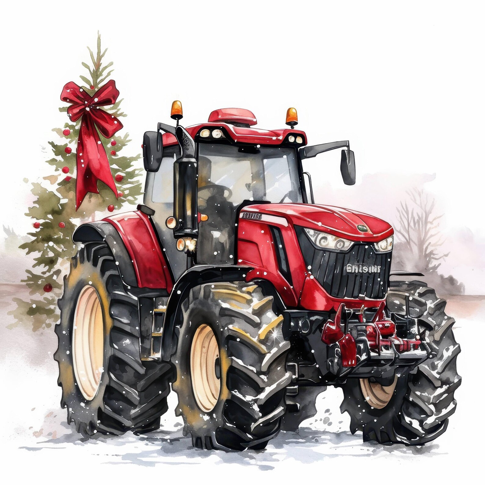 10 Christmas Farm Tractor Clipart Bundle, Christmas Farm Images ...