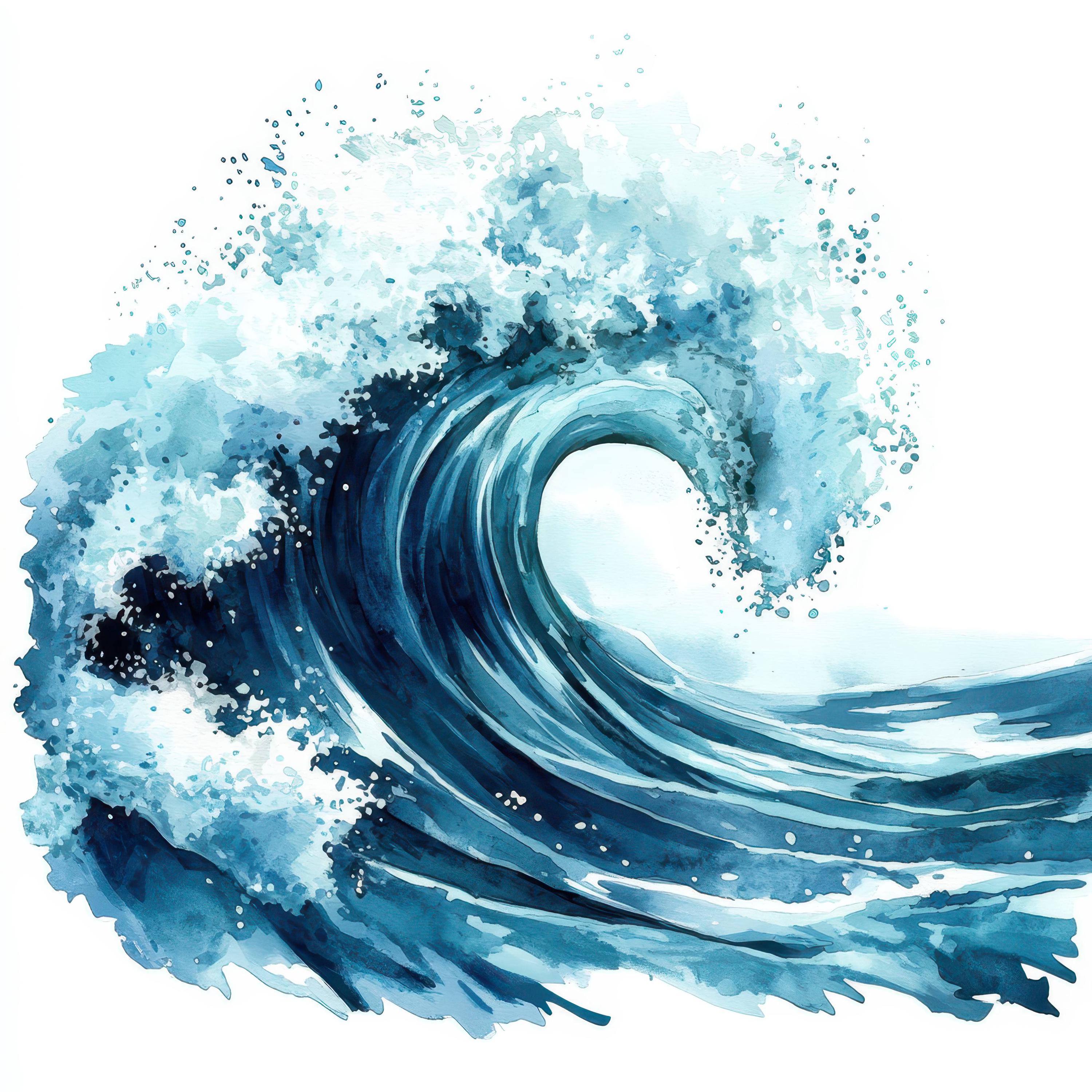 20 Ocean Waves Clipart Bundle, Printable Watercolor Ocean Clipart, High ...
