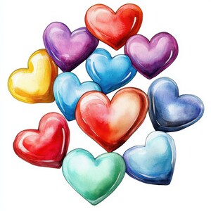 12 Colorful Heart Candies, Clipart Illustration Bundle, Printable ...