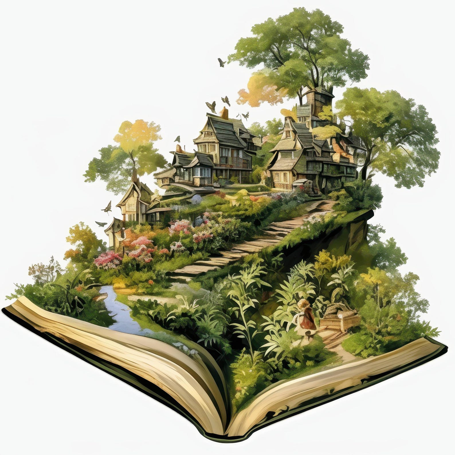11 Fantasy Open Book Clipart Bundle, Enchanted Book Illustrations ...