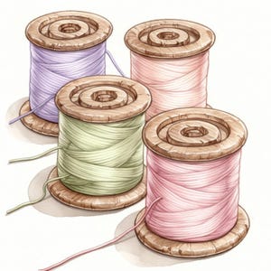 11 Vintage Thread Spools Clipart Illustration Bundle, Printable ...