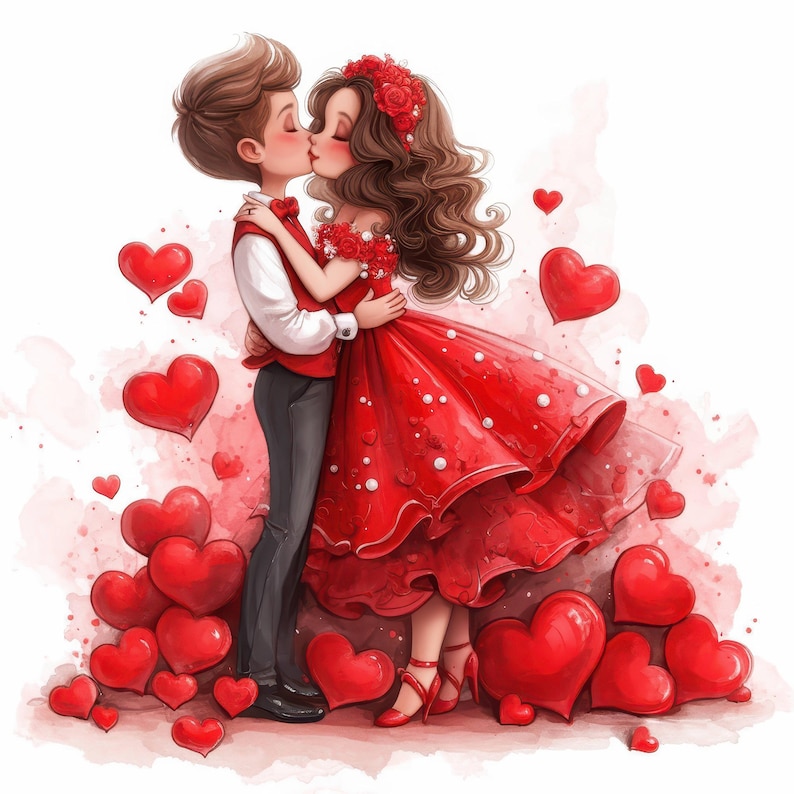 11 Valentinstag Paar Clipart Bundle, echte Liebe Illustrationen ...