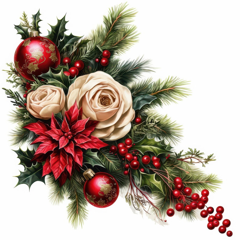 17 kerstranden clipartbundel, afdrukbare aquarel rode kerst clipart ...