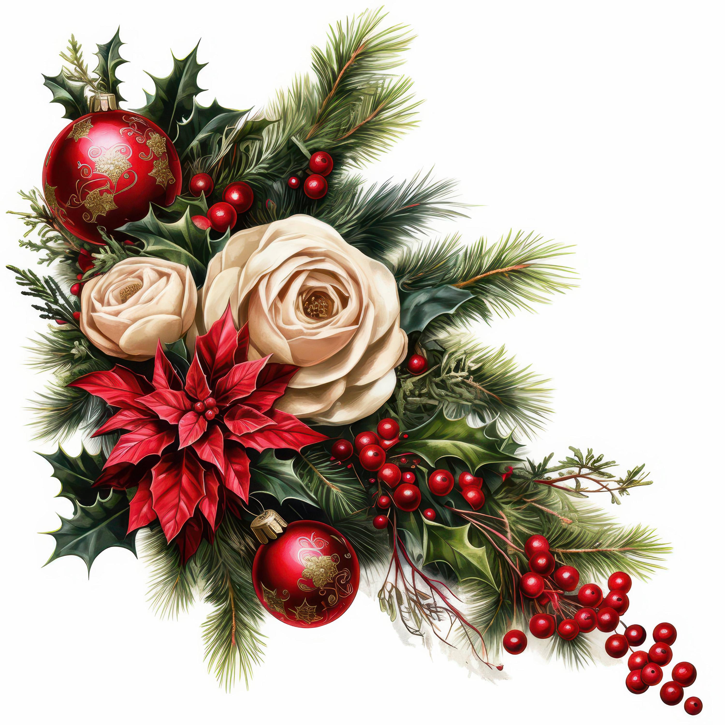 17 kerstranden clipartbundel, afdrukbare aquarel rode kerst clipart ...