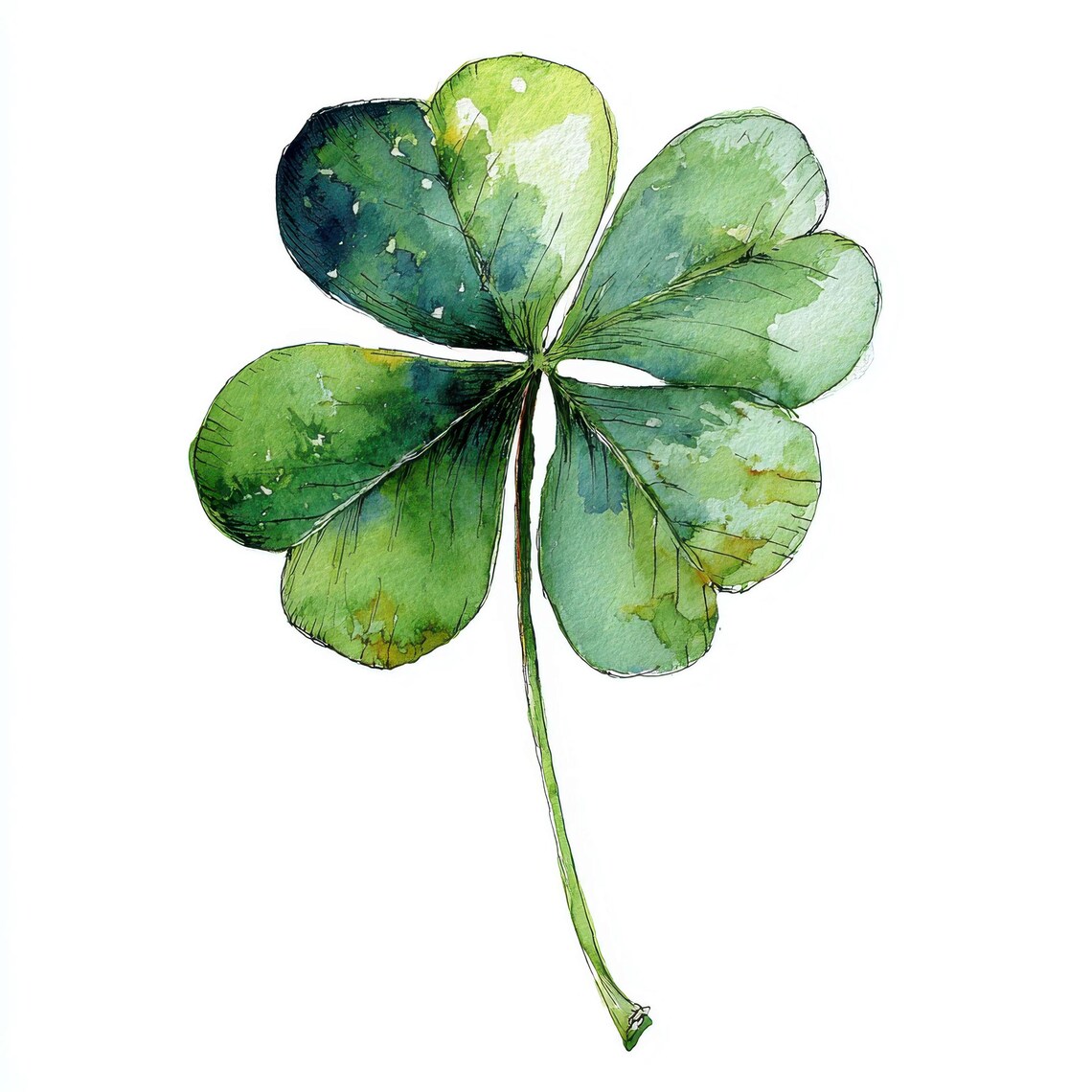 17 Shamrock Clipart Bundle, Printable Watercolor Clover Clipart, High ...