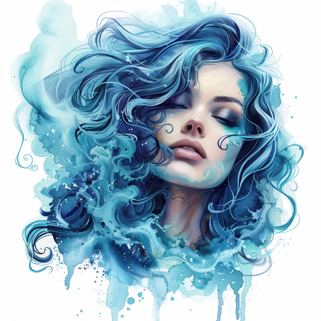 15 Blue Woman Face Clipart Bundle, Woman Eyes Clipart Illustration ...