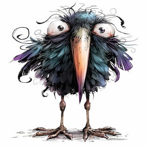 17 Frazzled Crow Bird Clipart Bundle, Printable Watercolor Clipart ...