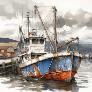 14 Fishing Trawlers Clipart Bundle, Fishing Boats Illustrations ...