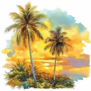 11 Beach Palm Trees Clipart Bundle, Tropical Tree Illustrations ...