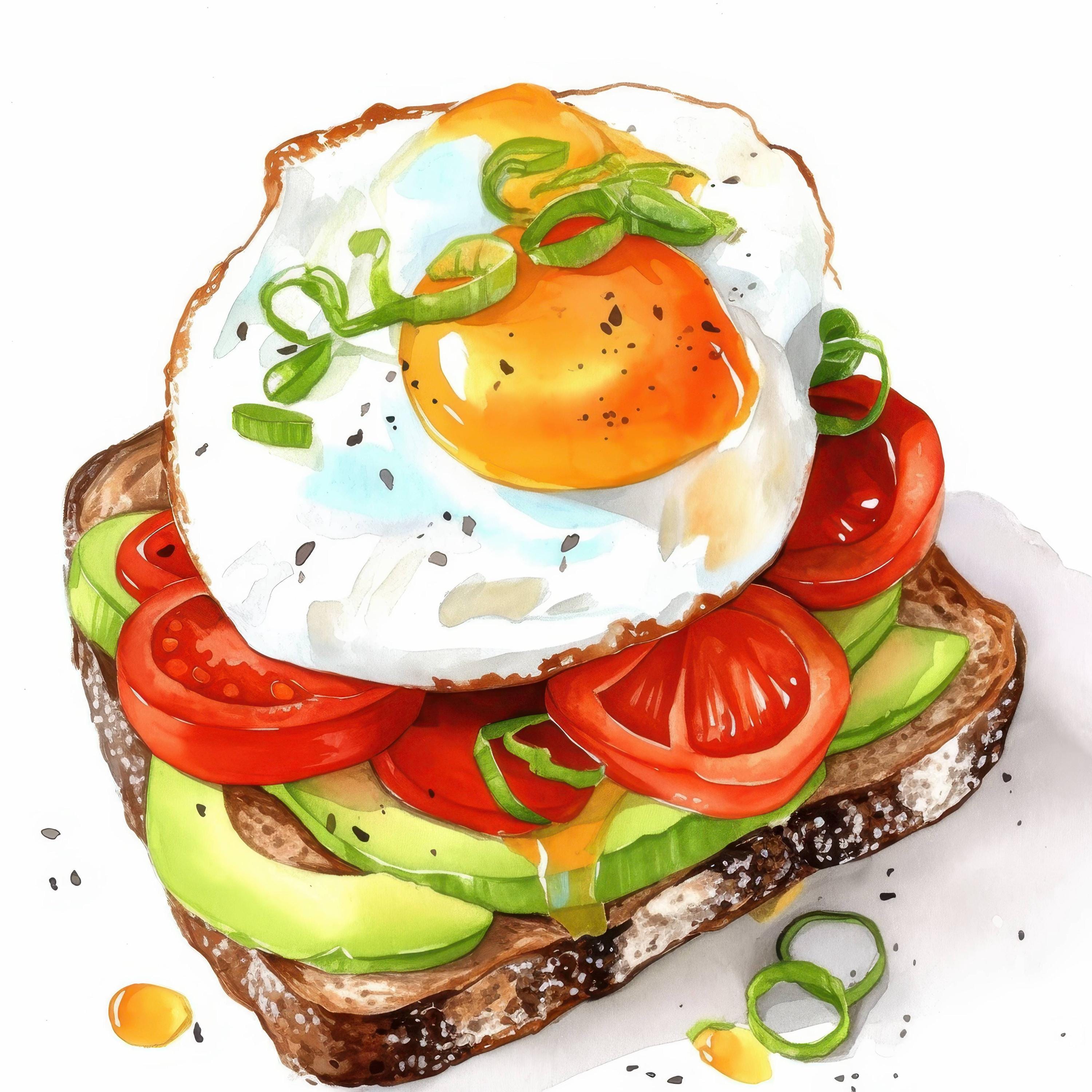 10 Avocado Toast Clipart Bundle, Healthy Breakfast Illustrations ...