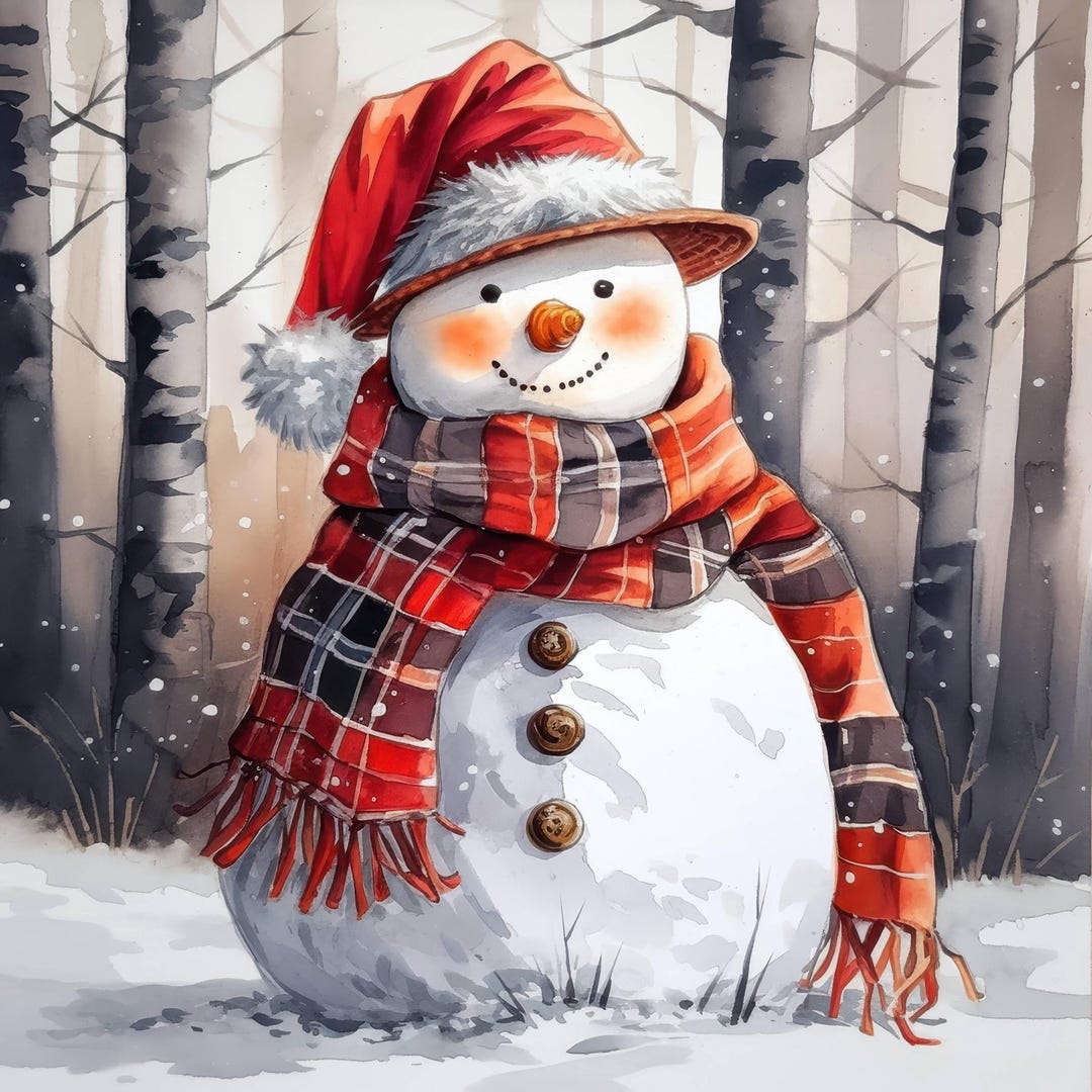 10 Snowman Digital Card Clipart Bundle, Christmas Print Graphics ...