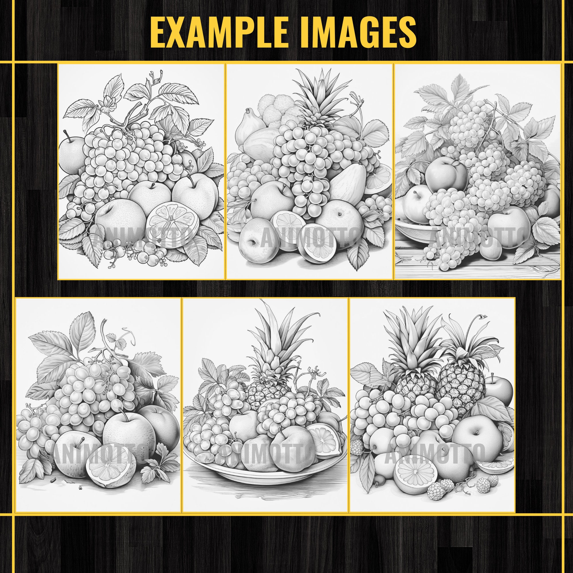 Delicious Fruits 35 Coloring Page Book Grayscale Fruit - Etsy
