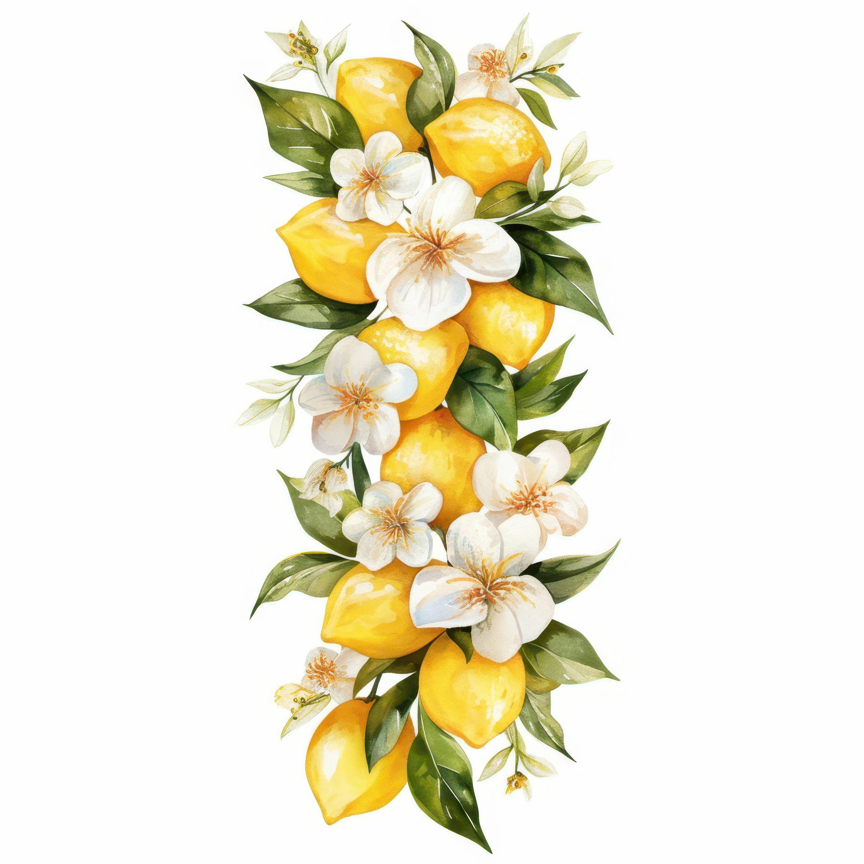 14 Lemon Border Clipart Bundle, Printable Watercolor Lemon Garland ...