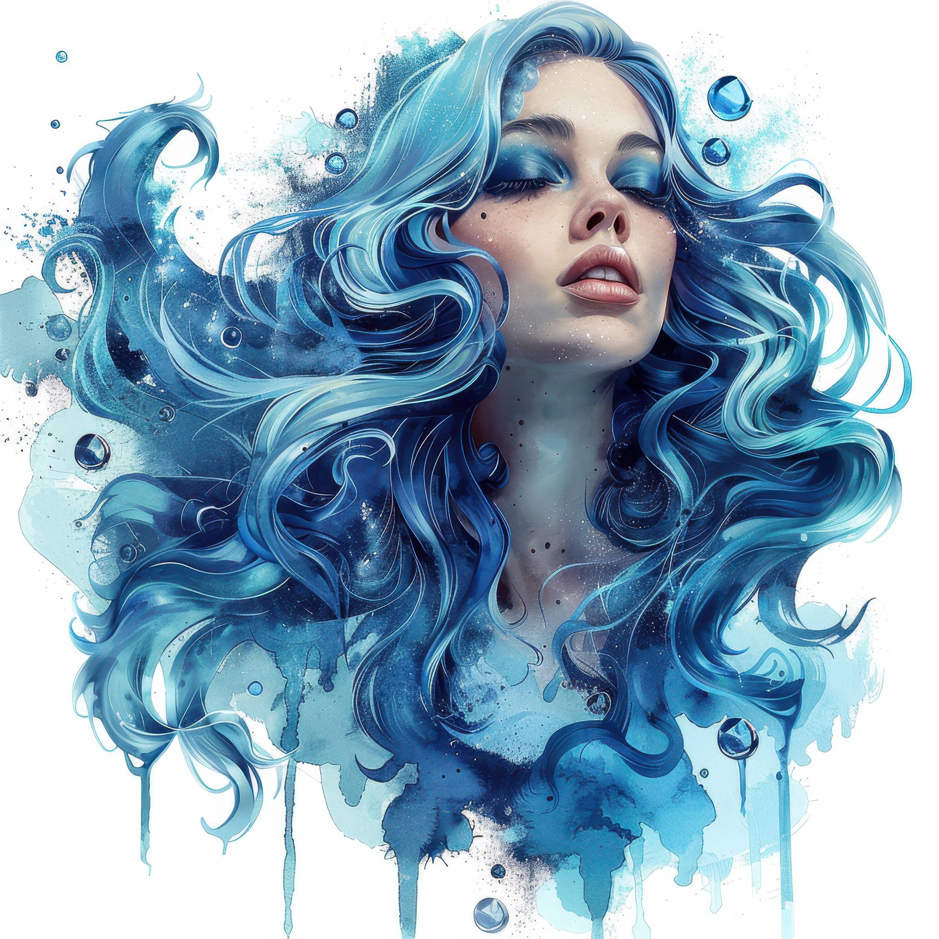 15 Blue Woman Face Clipart Bundle, Woman Eyes Clipart Illustration ...