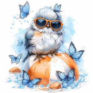 16 Cute Summer Birds Clipart Bundle, , Printable Watercolor Clipart ...
