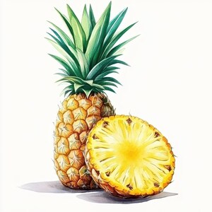 19 Realistic Pineapple Clipart Bundle, Printable Watercolor Fruit ...