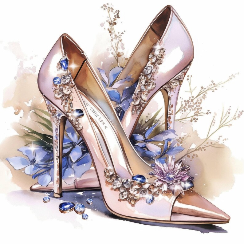 10 Floral High Heels Clipart Bundle, Prom Shoes Illustrations ...