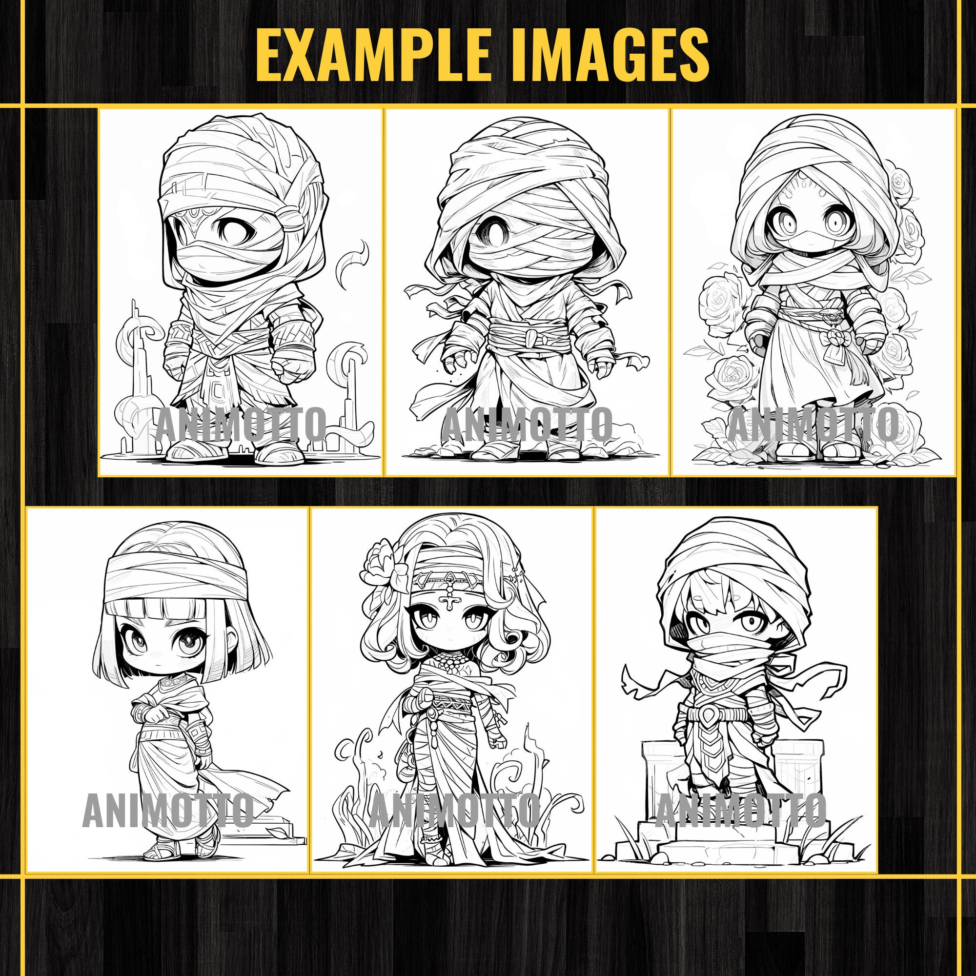 Chibi Anime Mummies Adult Coloring Book 65 Egypt Mummia - Etsy