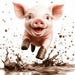 20 Muddy Pig Clipart Bundle, Pig in Mud Puddle Illustrations, Printable ...