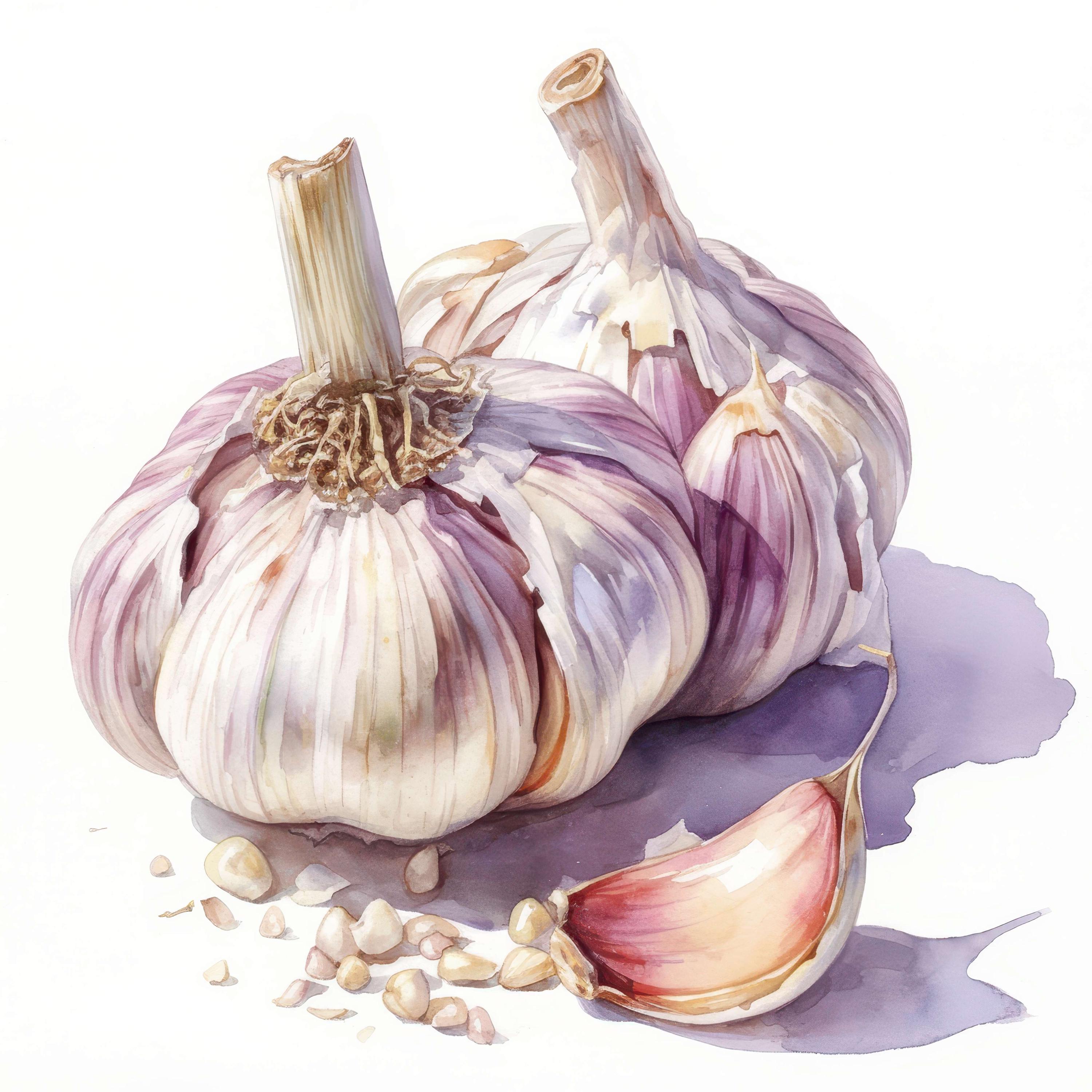 14 Garlic Clipart Set, Printable Watercolor Kitchen Garlic Clipart ...