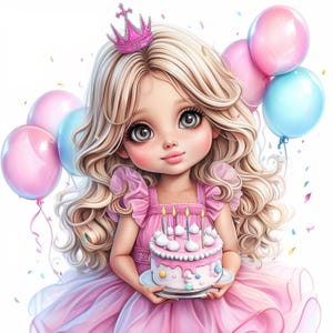 12 Cute Funny Birthday Girl Clipart Bundle, Party Illustrations ...