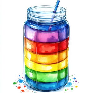 19 Rainbow Jars Clipart Bundle, Rainbow in a Jar Illustrations, High ...