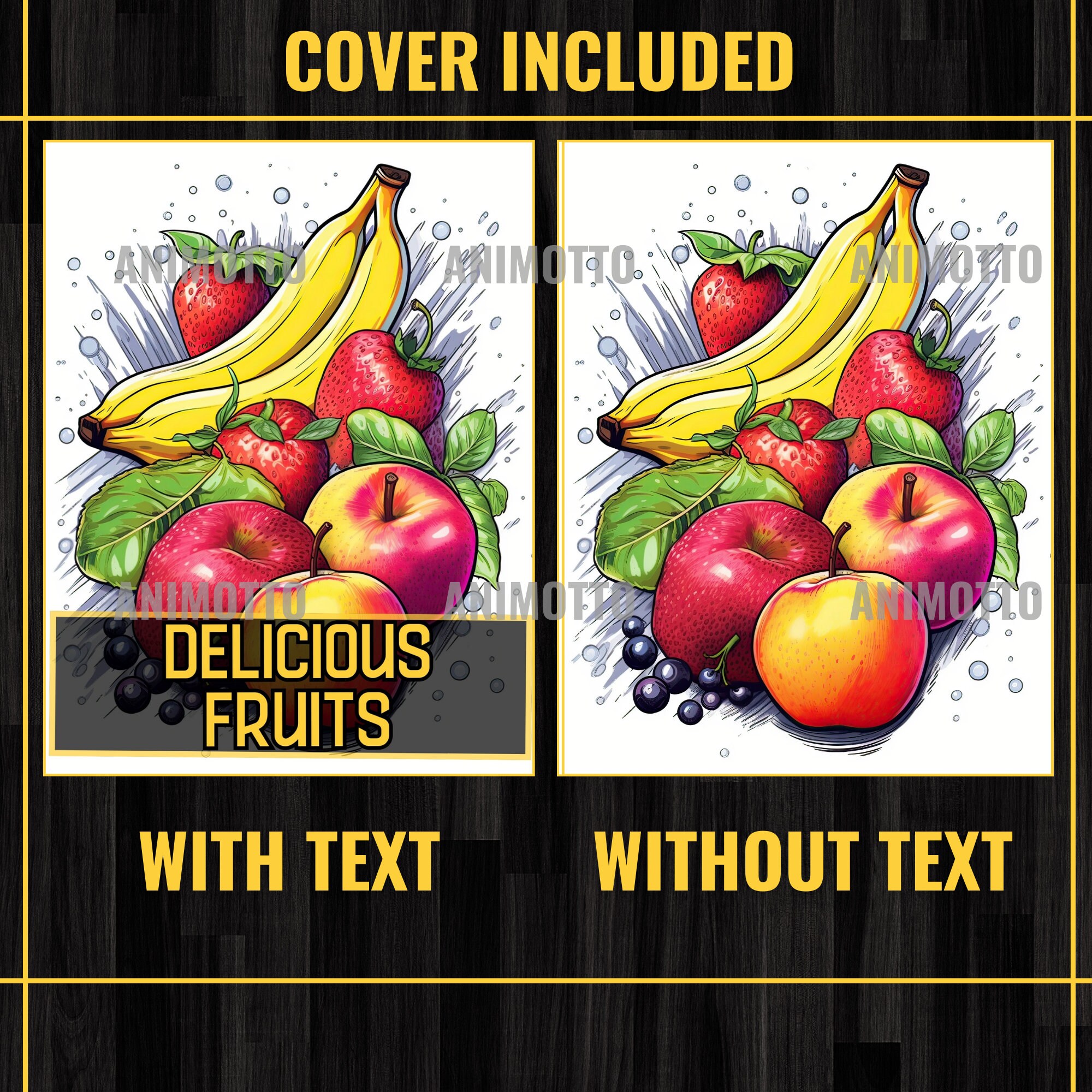 Delicious Fruits 35 Coloring Page Book Grayscale Fruit - Etsy