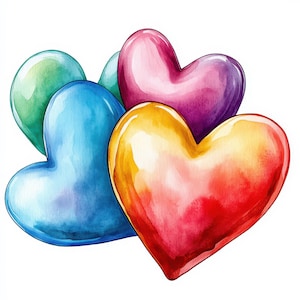 12 Colorful Heart Candies, Clipart Illustration Bundle, Printable ...