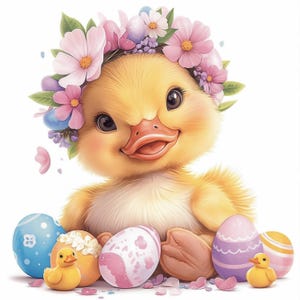 11 Cute Easter Duck Clipart Bundle, Easter Egg Print Illustration ...