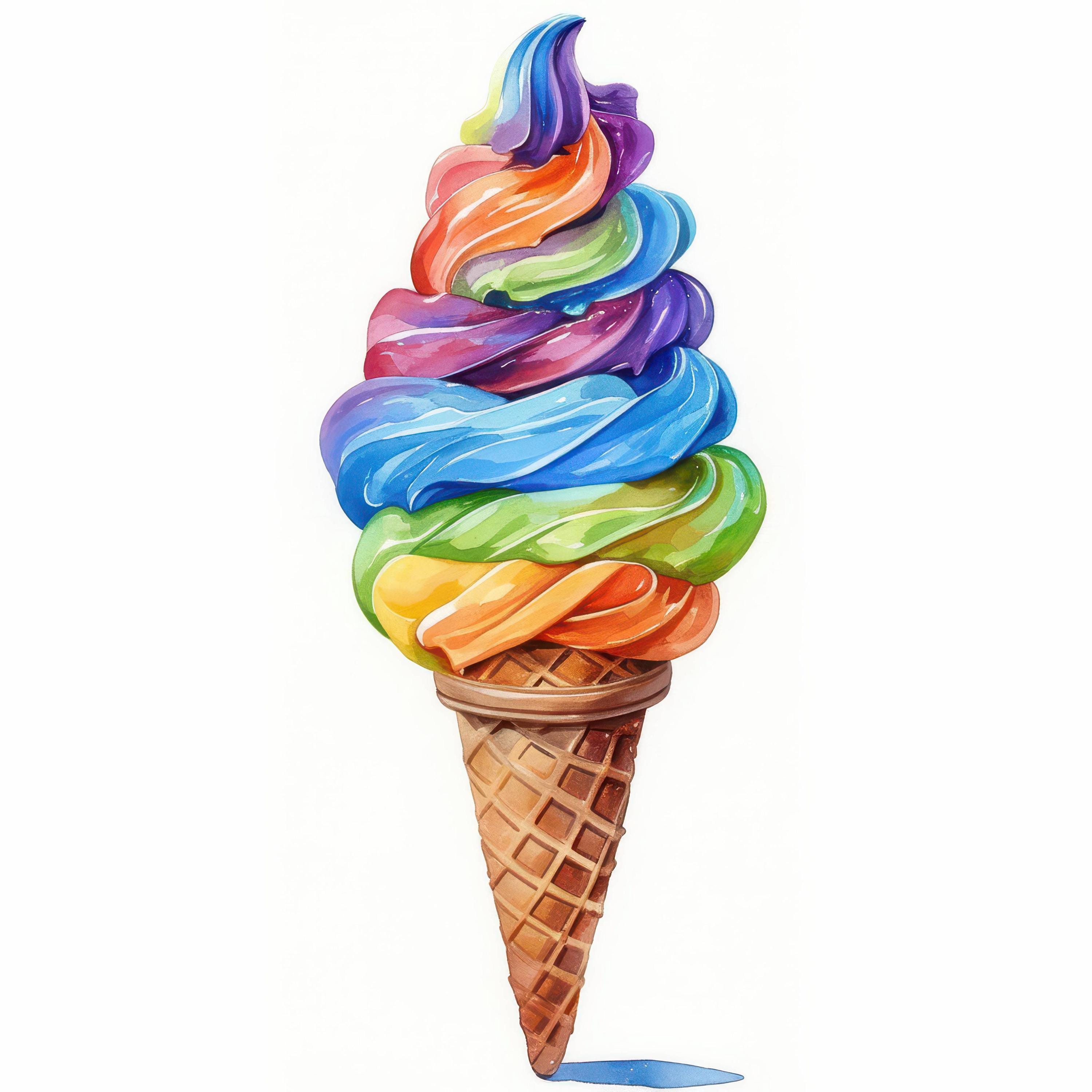 15 Colorful Ice Cream Conets Clipart Bundle, Summer Illustration ...