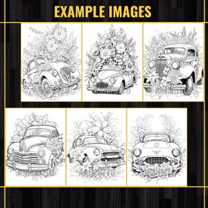 Flower Cars 60 Coloring Page Book, Adults Kids Instant Download ...