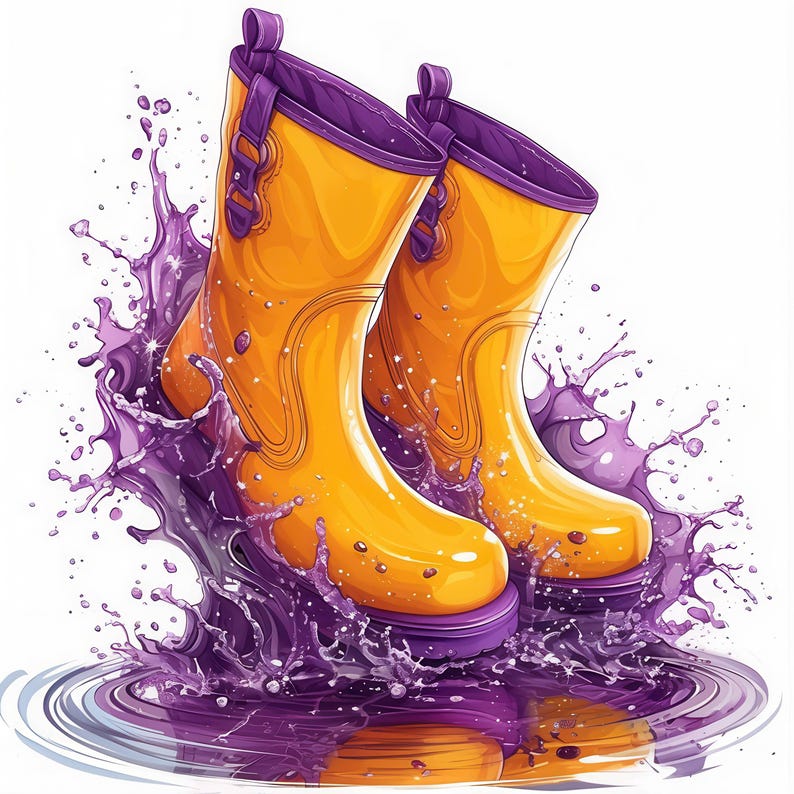 18 Colorful Rain Boots Clipart Bundle, Rain Boots Illustrations ...