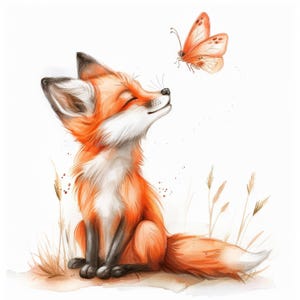 17 Fox and Butterfly Clipart Bundle, Cute Fox Baby Illustrations ...