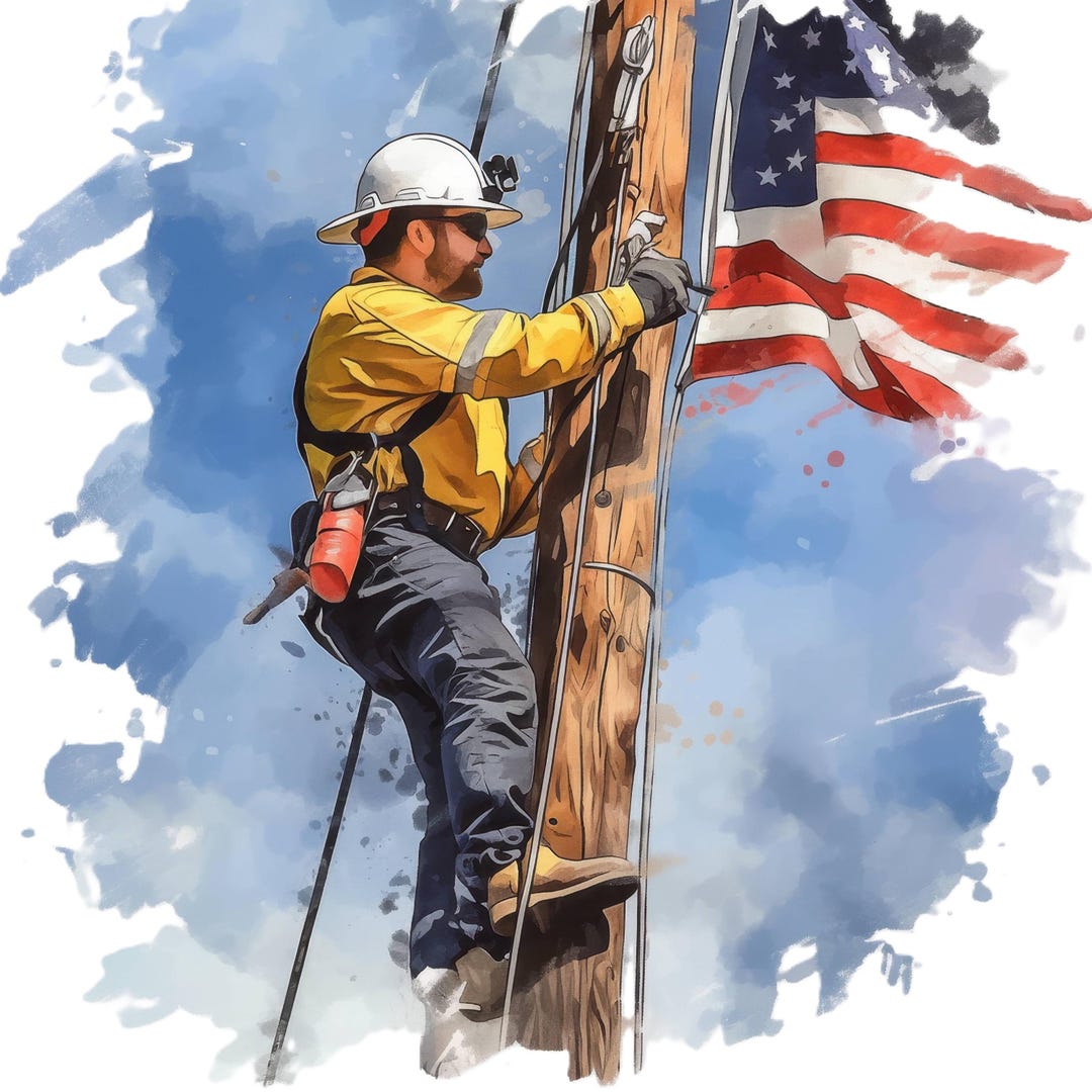 14 Lineman Clipart Bundle, Electrician Worker Illustrations, Printable ...