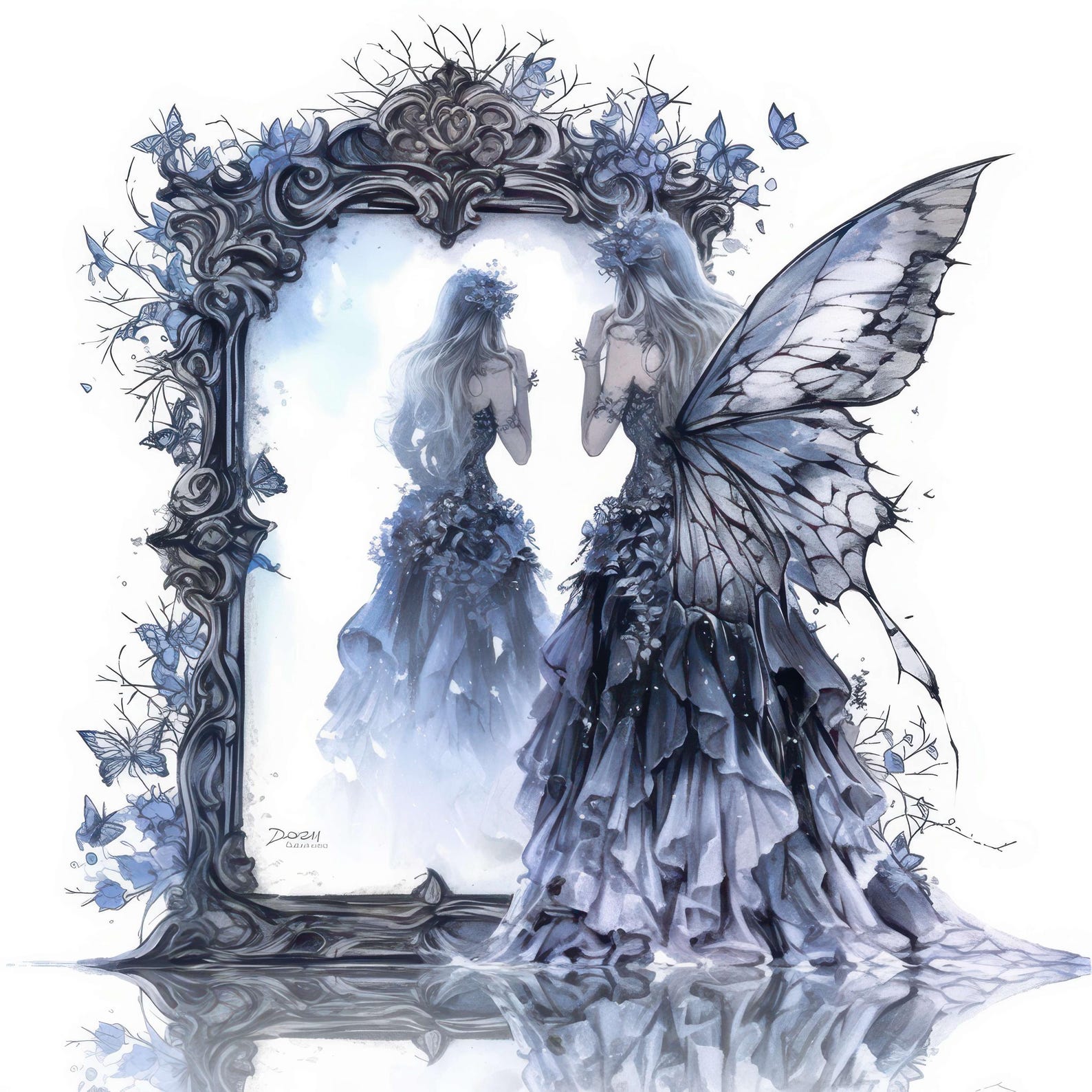15 Fairy and Mirror Clipart Set, Fantasy Gothic Graphics, Printable ...