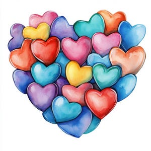 12 Colorful Heart Candies, Clipart Illustration Bundle, Printable ...