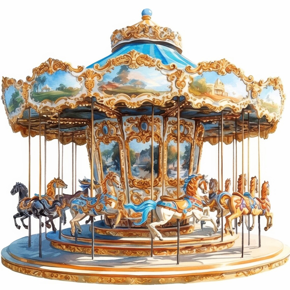 14 Carousel Clipart Graphic Bundle, Carousel Images Illustrations ...