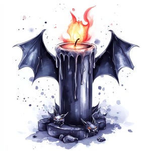 14 Halloween Bat Candles Clipart Bundle, Gothic Candle Clipart, Card ...