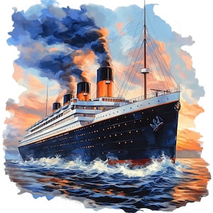 10 Titanic Clipart Bundle, Titanic Prints Images Illustrations ...