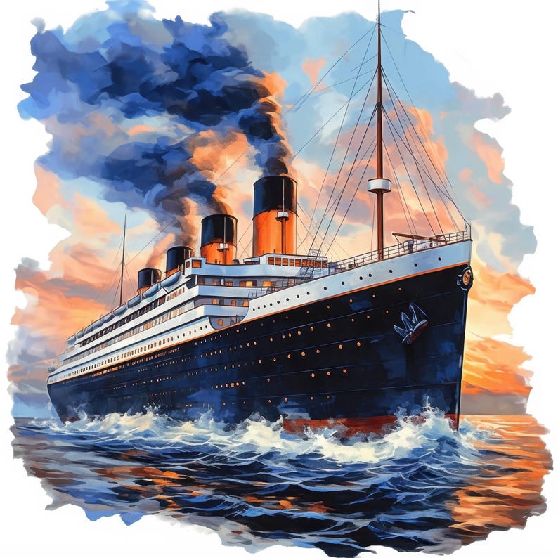 10 Titanic Clipart Bundle, Titanic Prints Images Illustrations ...