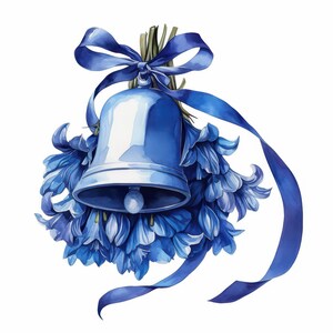 Blue Bells Clip Art 37 High Res Watercolor Jpgs Junk Journaling ...