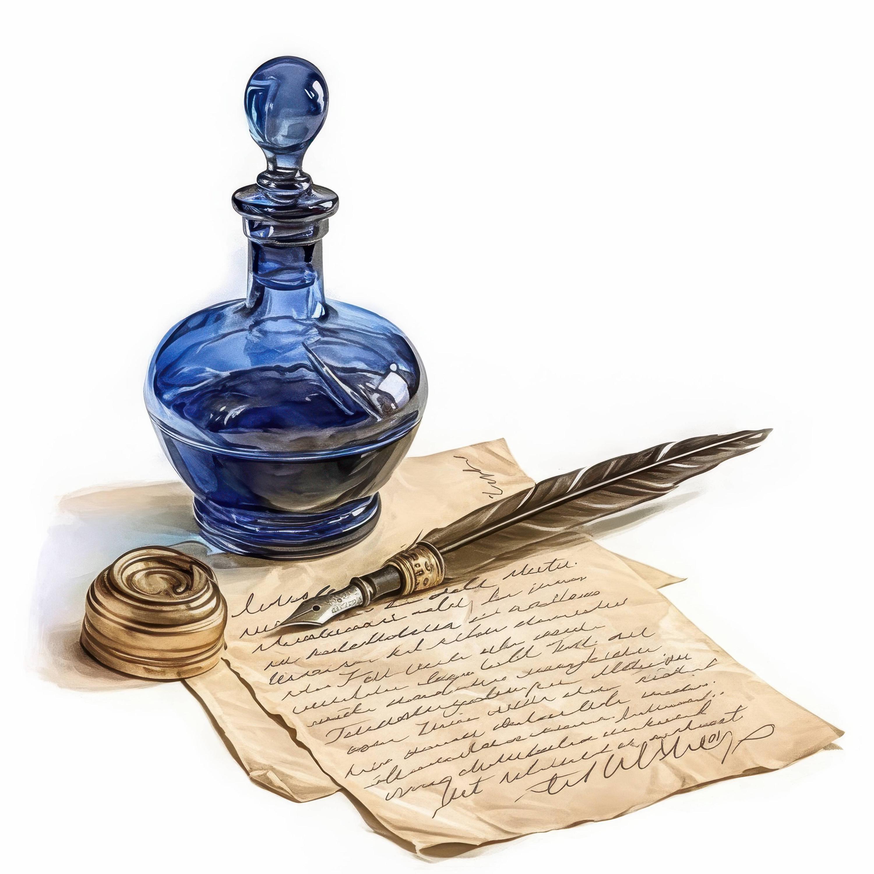 17 Antique Quill and Paper Clipart Bundle, Printable Watercolor ...