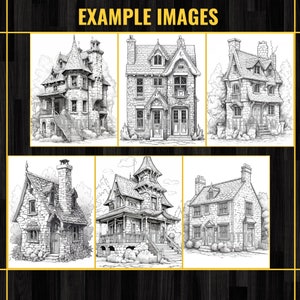Stone Houses Coloring Page Book, Grayscale House Coloring, Printable ...