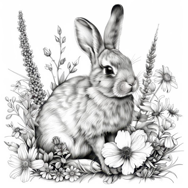 15 Bunny Black Ink Clipart Bundle, Line Art Clipart Illustrations ...