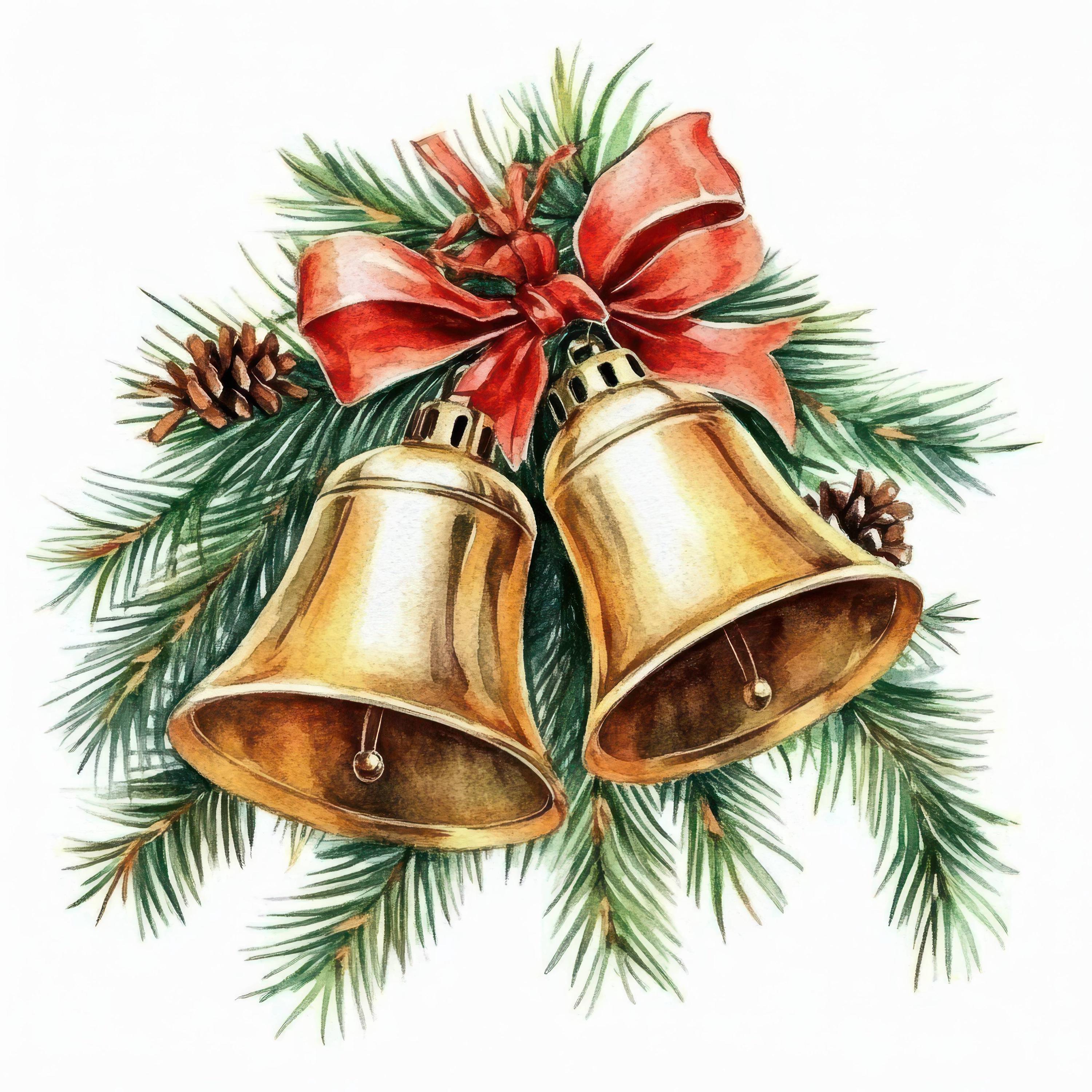 16 Christmas Bells Clipart Bundle, Elegant Bell Illustrations ...