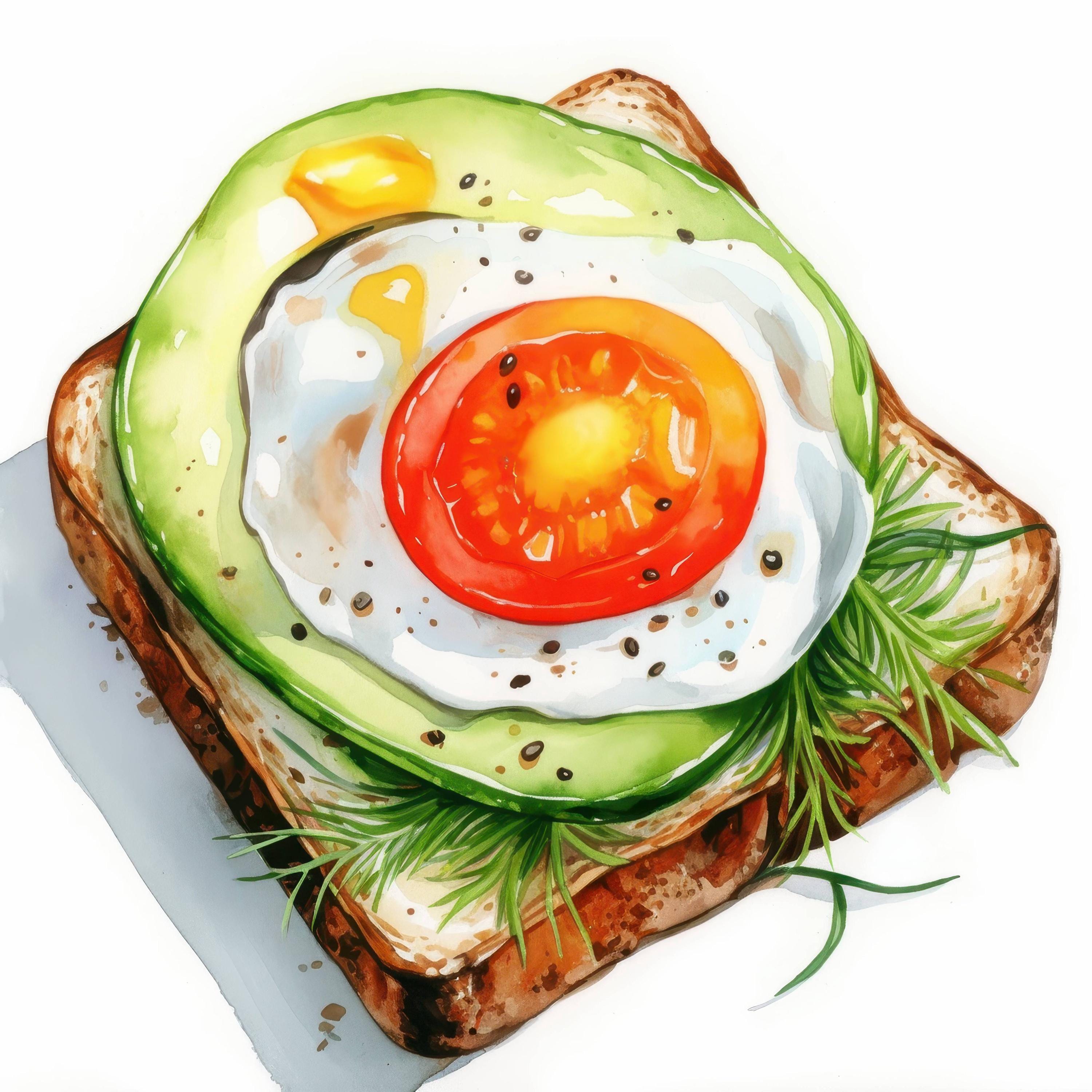 10 Avocado Toast Clipart Bundle, Healthy Breakfast Illustrations ...