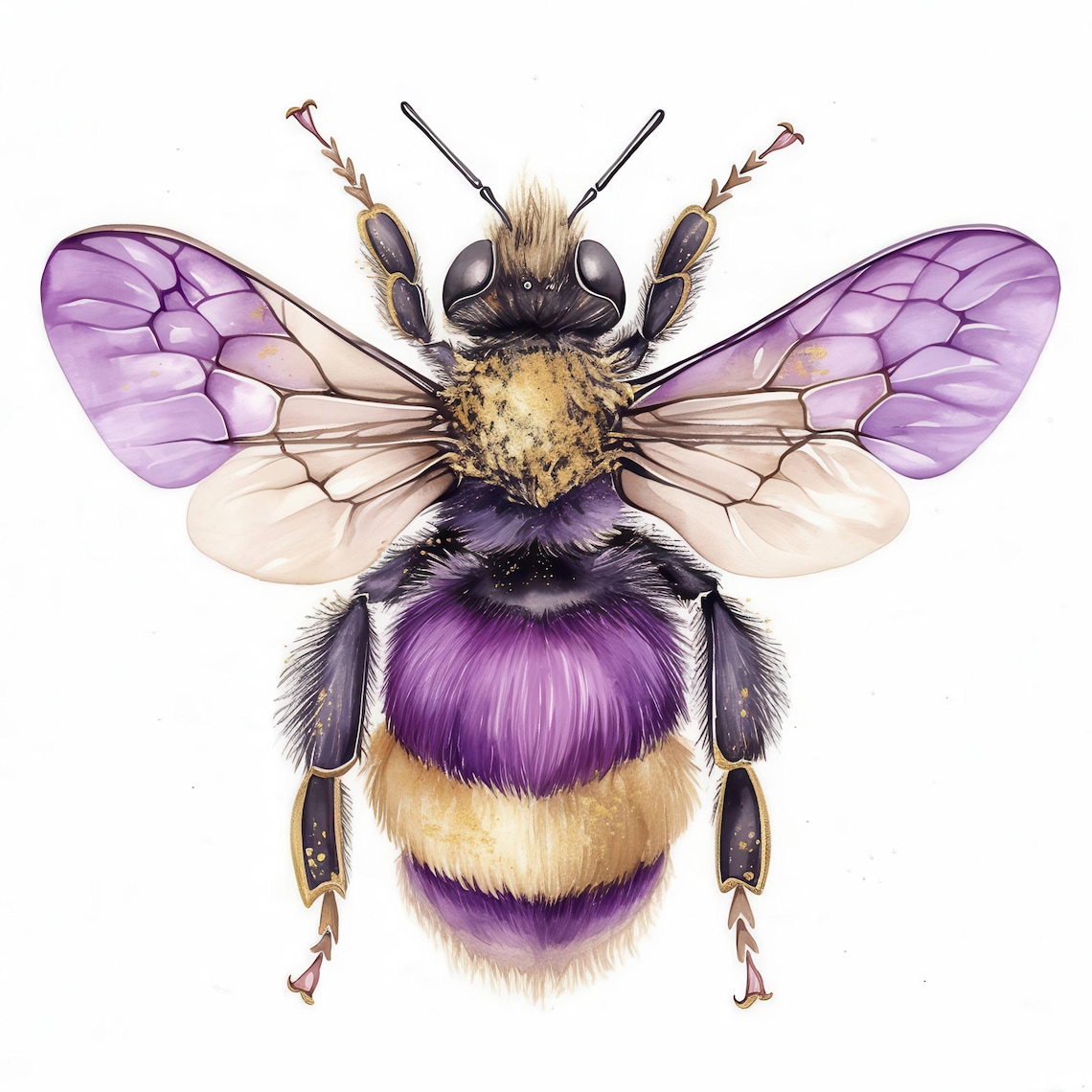 13 Purple Bees Clipart Bundle, Purple Bee Image Illustrations ...