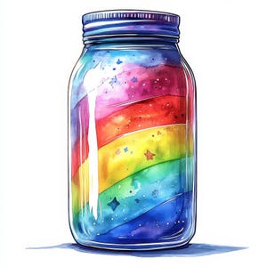 19 Rainbow Jars Clipart Bundle, Rainbow in a Jar Illustrations, High ...